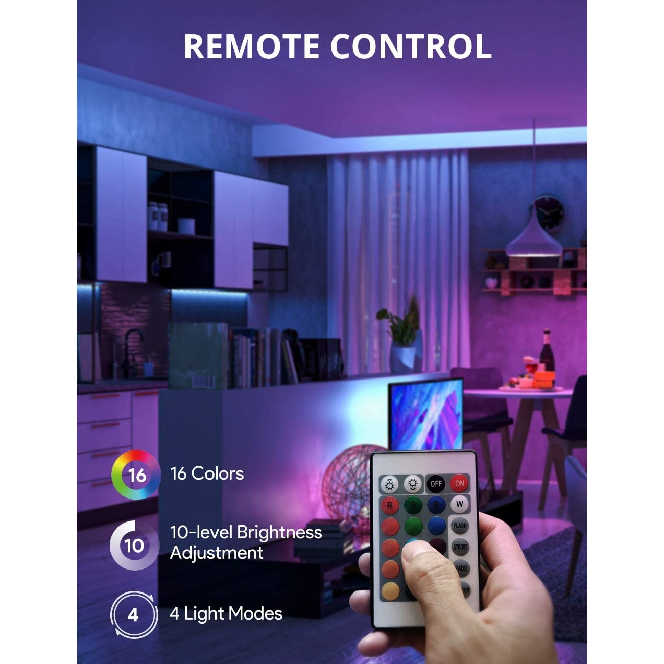 Kit Banda LED RGB 5050 30 led/m 5 metri IP20+Telecomanda 24 taste cu IR ...