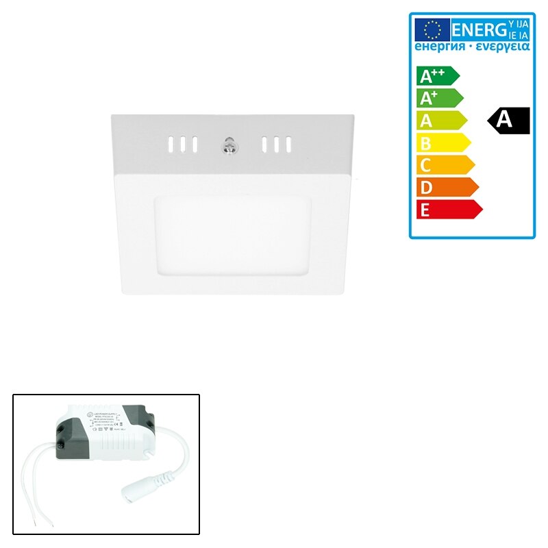 Set 9 aplice LED, ECD Germany, patrate, 12 W, 663 lumeni, albe, 3000 K ...