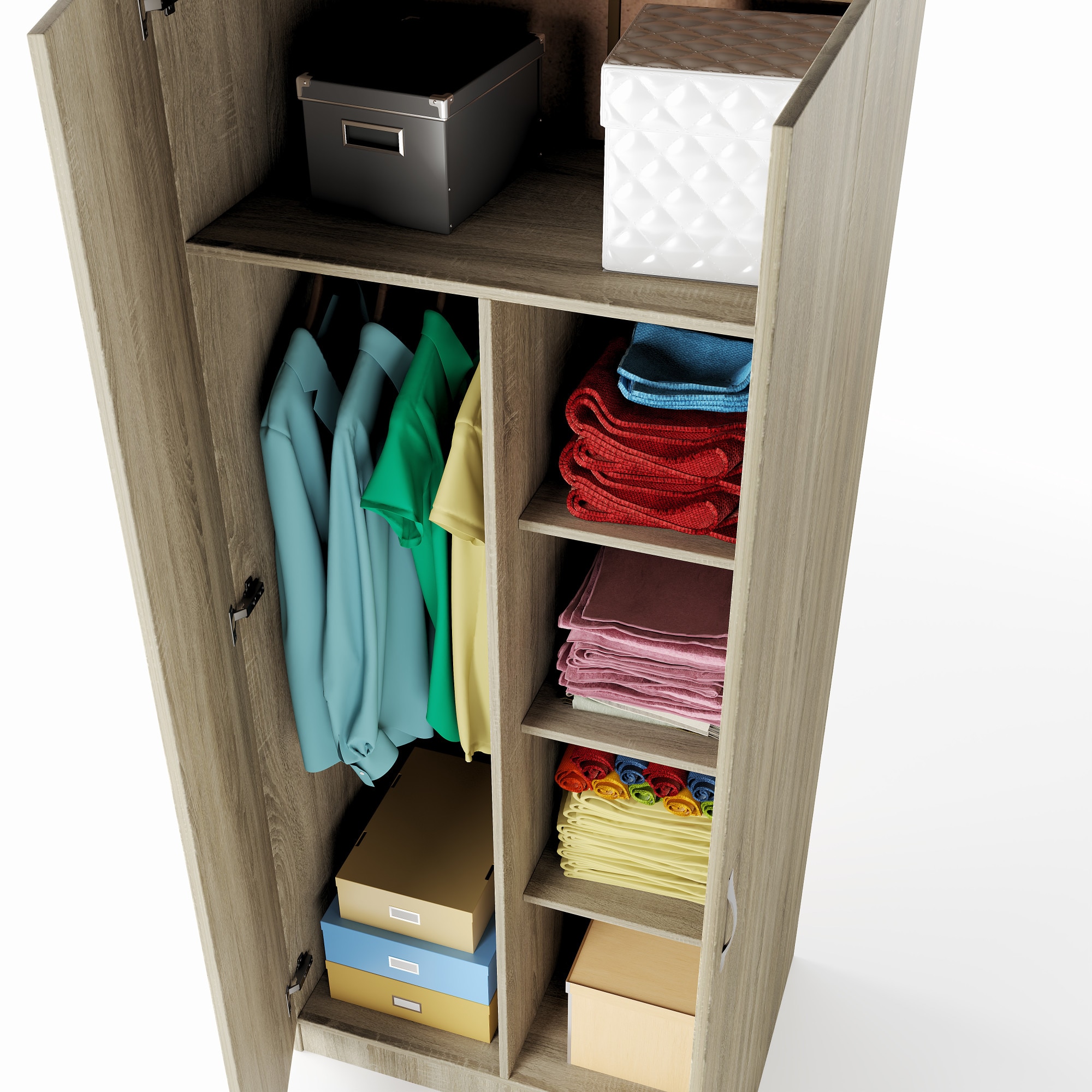 Dulap/Dressing Irim Aspen, 80x52.5x191 cm, 2 usi, 5 polite, bara haine ...