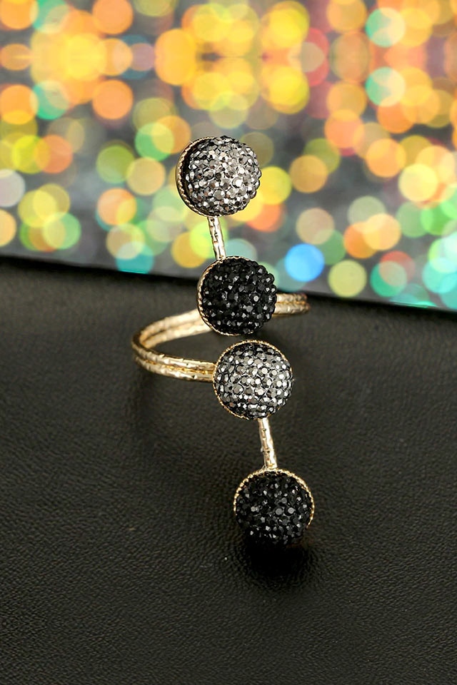 Inel Statement lung, cu semisfere cu aspect de cristale, Auriu - eMAG.ro