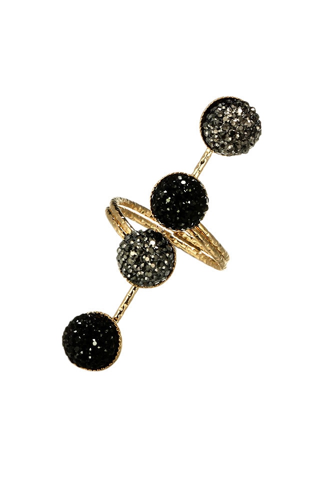 Inel Statement lung, cu semisfere cu aspect de cristale, Auriu - eMAG.ro