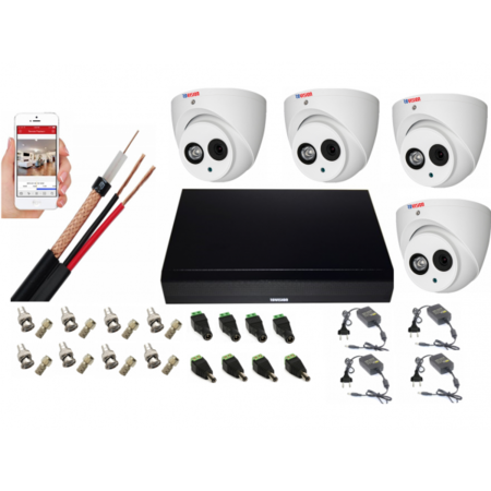 Kit supraveghere video profesional Rovision cu 4 camere 2mp 50m smart ...