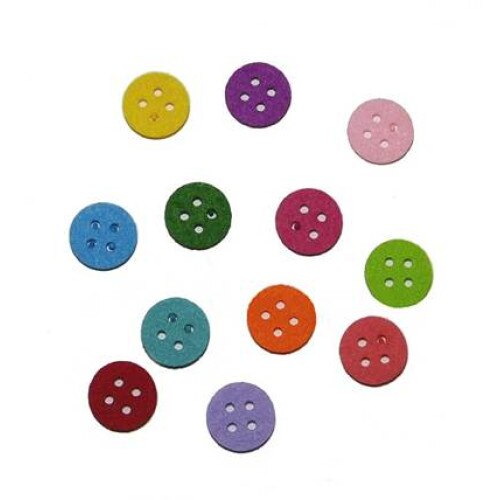 Set 12 figurine din fetru - nasturi rotunzi colorati, 3 cm - eMAG.ro