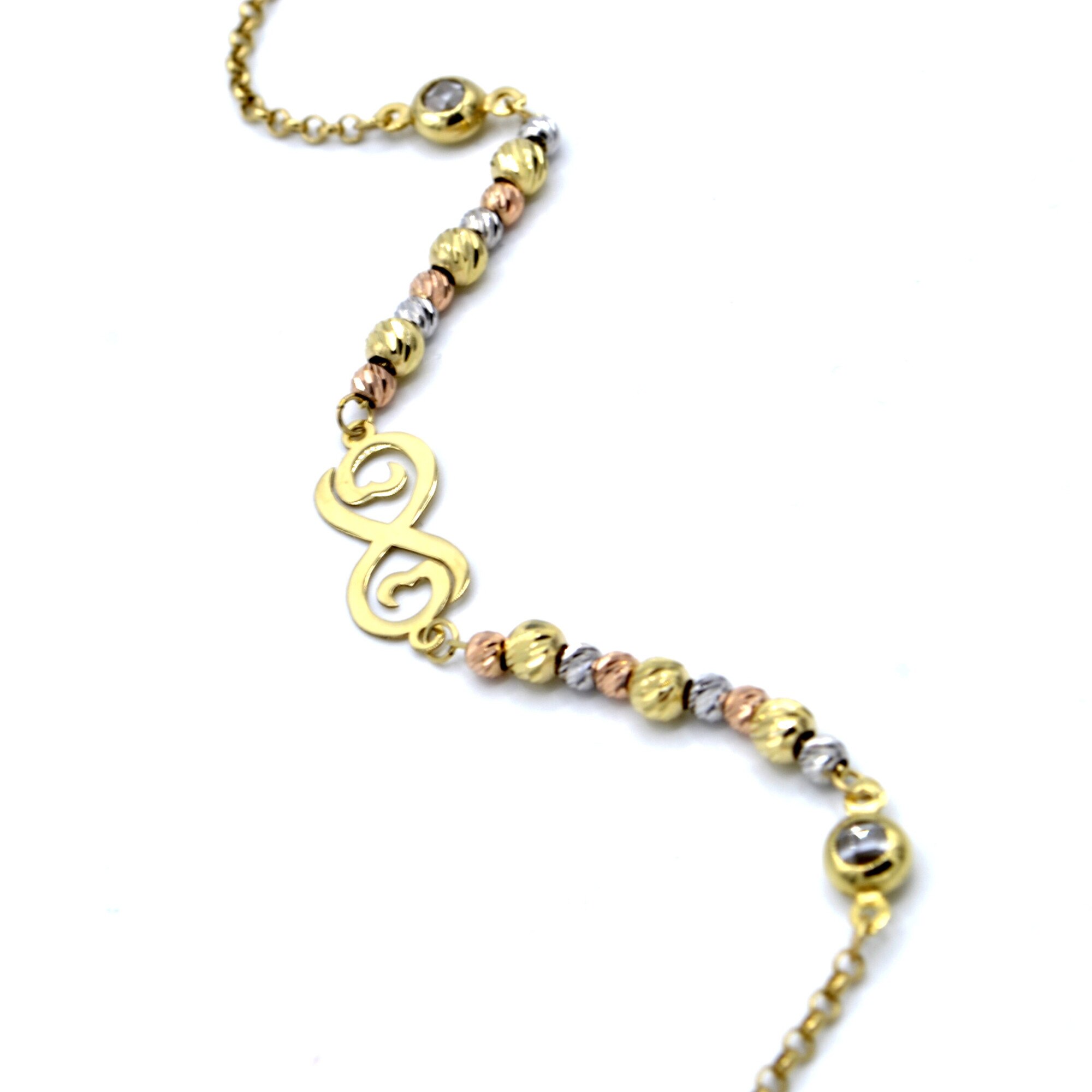 Bratara aur 14K, cu bilute de aur si semn Infinit - eMAG.ro