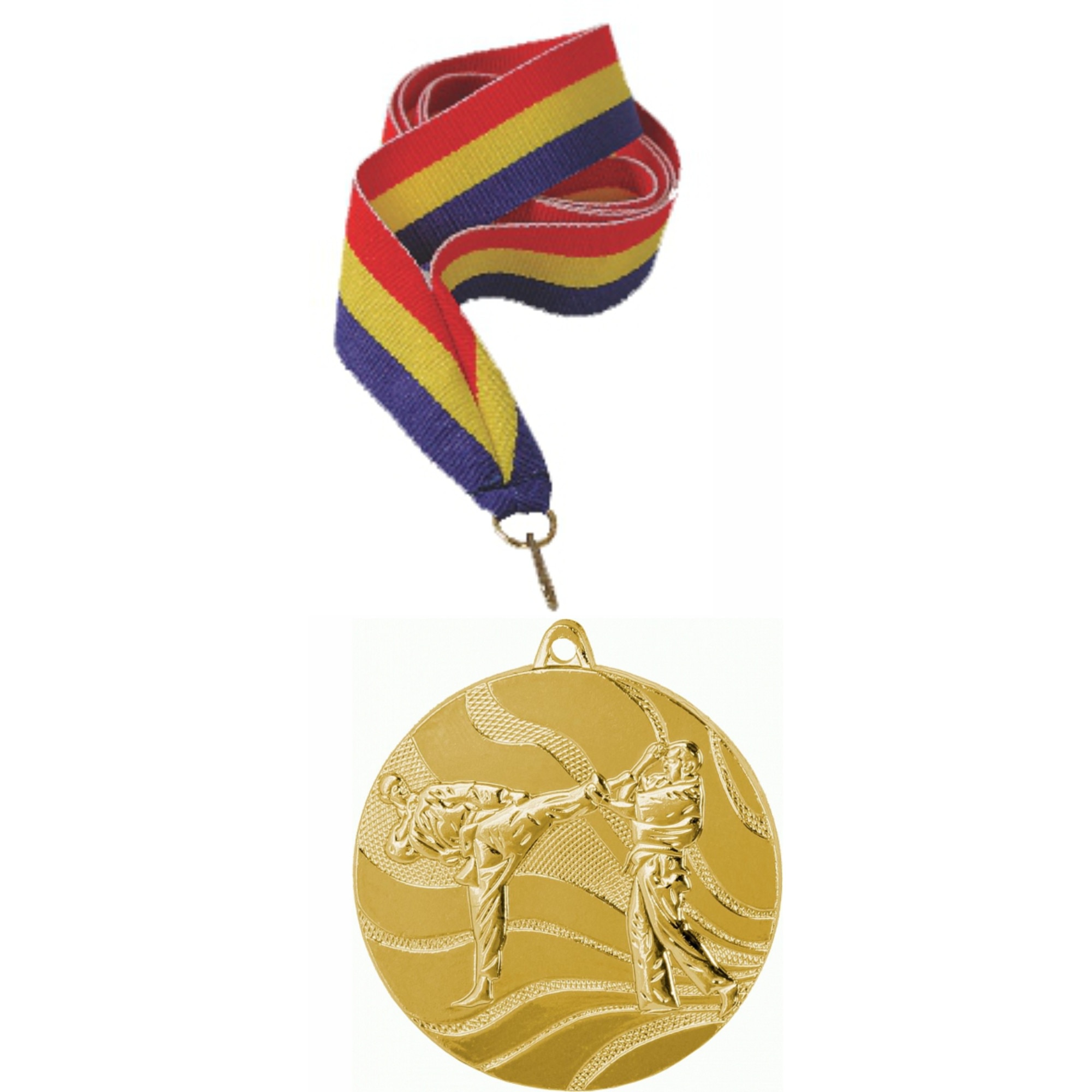 Medalie Tematica Arte Martiale Karate Aur si Snur tricolor de 11 mm ...