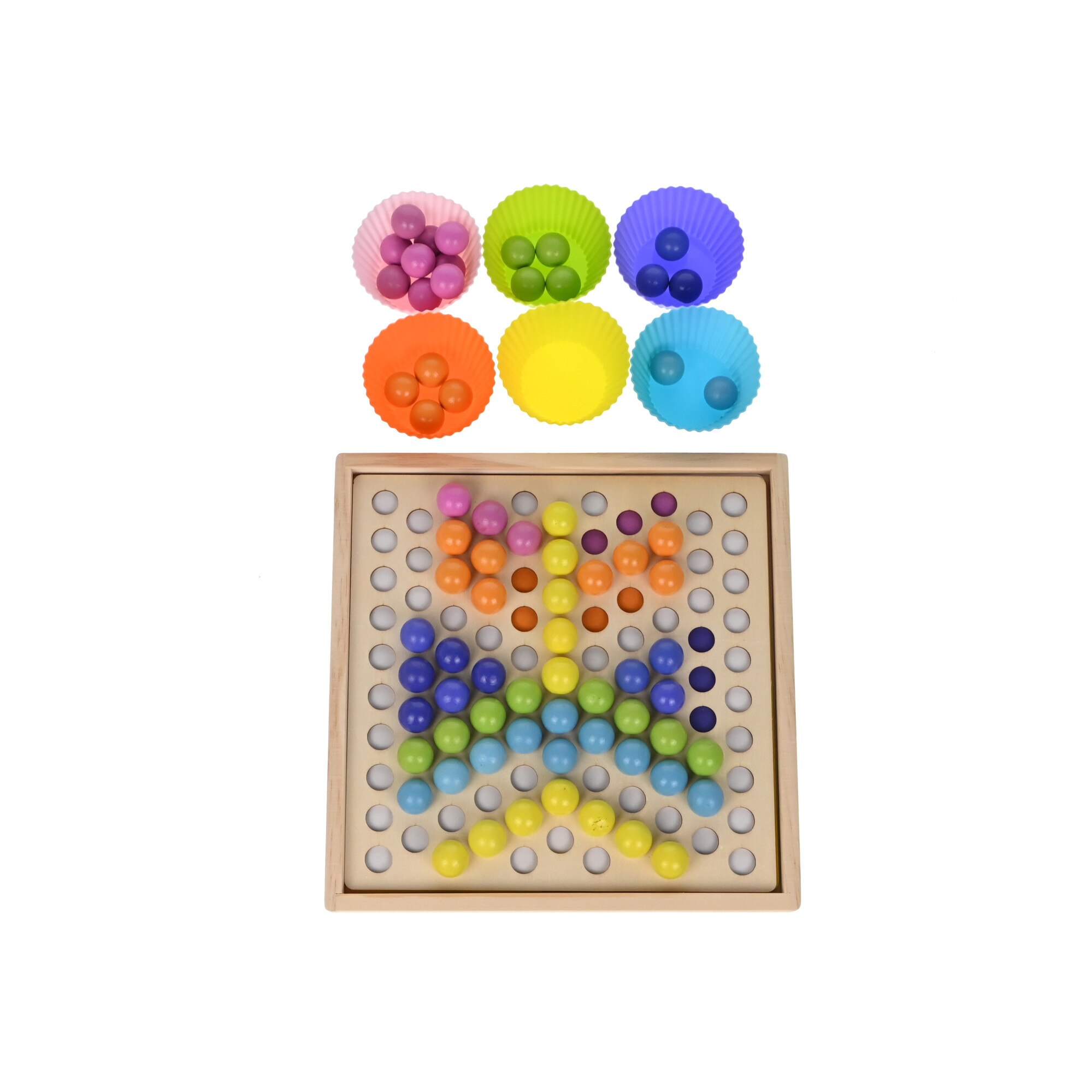 Tabla de joc 2 in 1, joc de memorie si joc de creativitate, din lemn ...