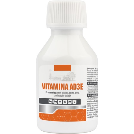Solutie orala cu multivitamine pentru animale, Vitamina AD3E, Pasteur ...