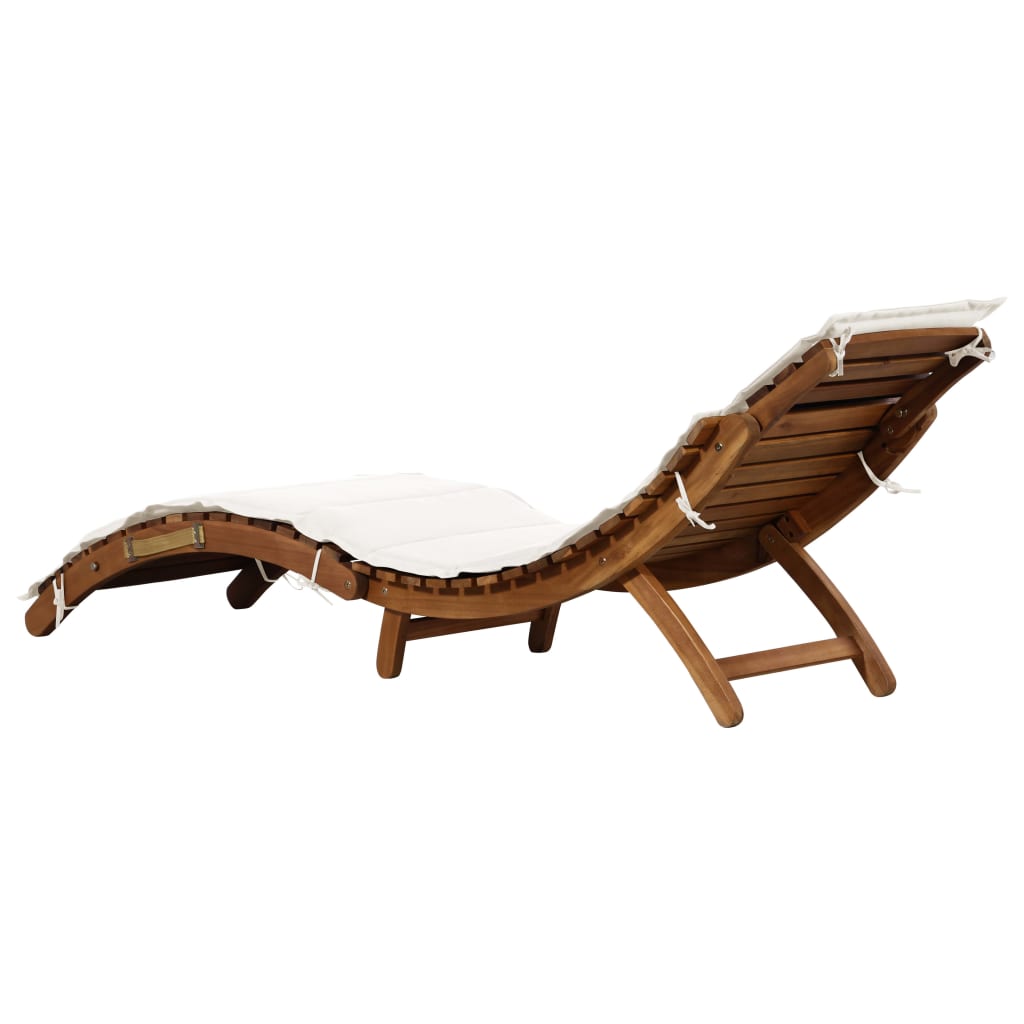 Sezlong terasa/gradina, cu saltea, vidaXL, Lemn masiv acacia, 184 x 55 ...