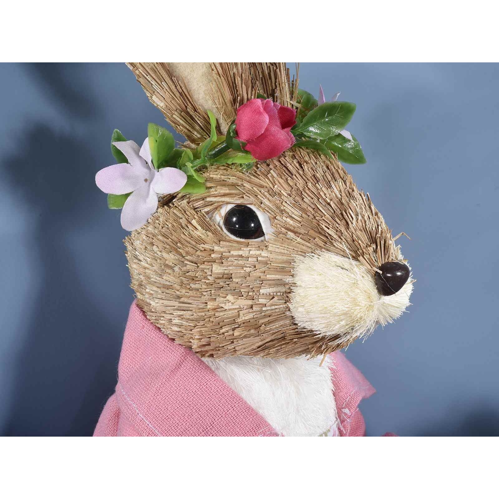 Figurina Iepuras Paste Girl cu carucior textil fibre naturale 40 cm x ...