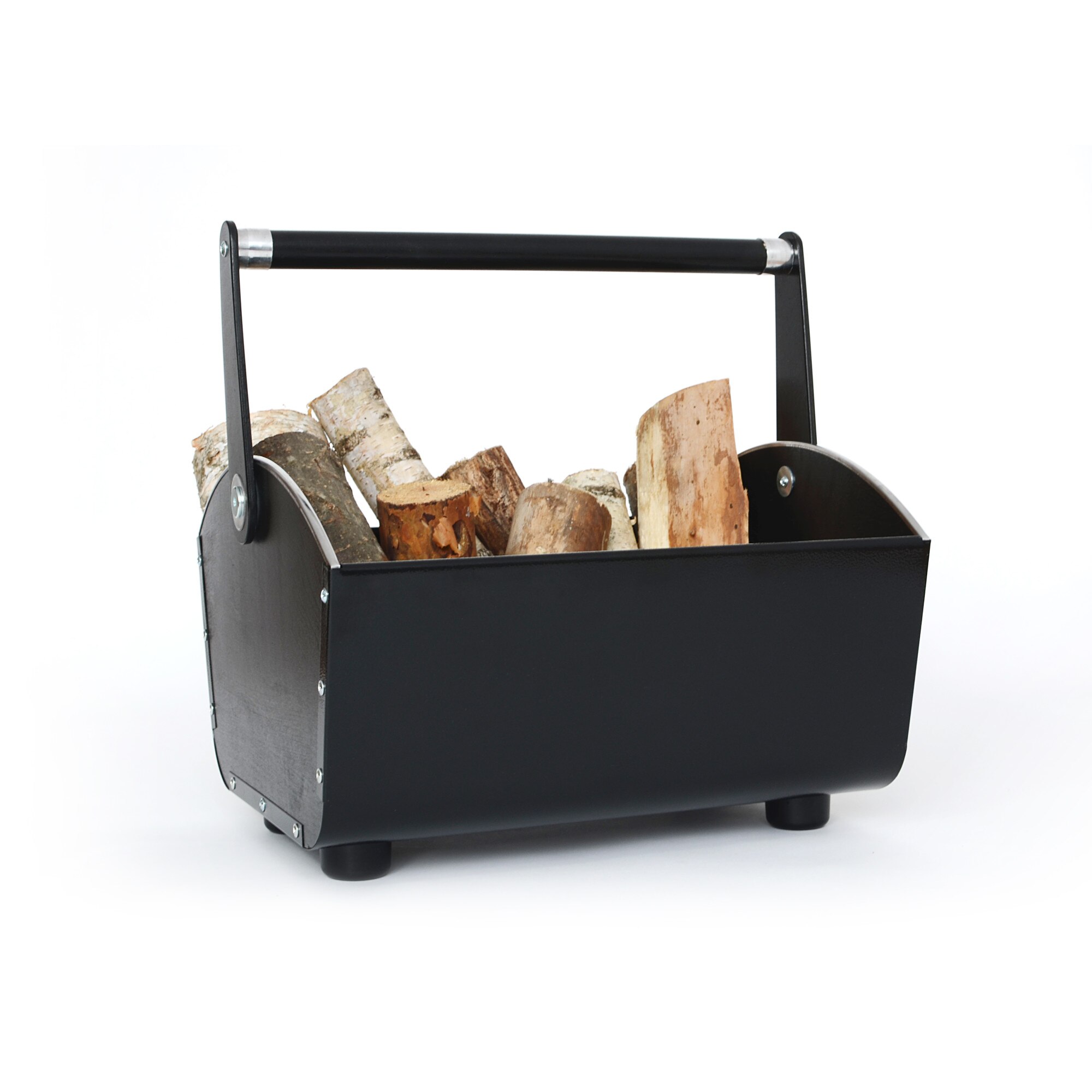 Cos pentru lemne cu toarta, Karmet, 43x40x30 cm, Lemn, 2.8 Kg, Negru ...