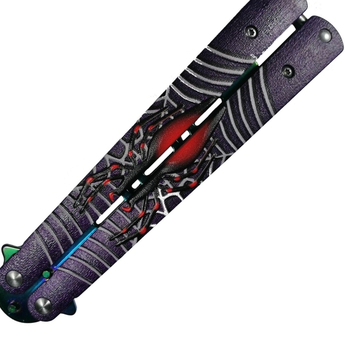 Briceag fluture, Balisong, Butterfly pentru antrenament, 23 cm, Spider ...