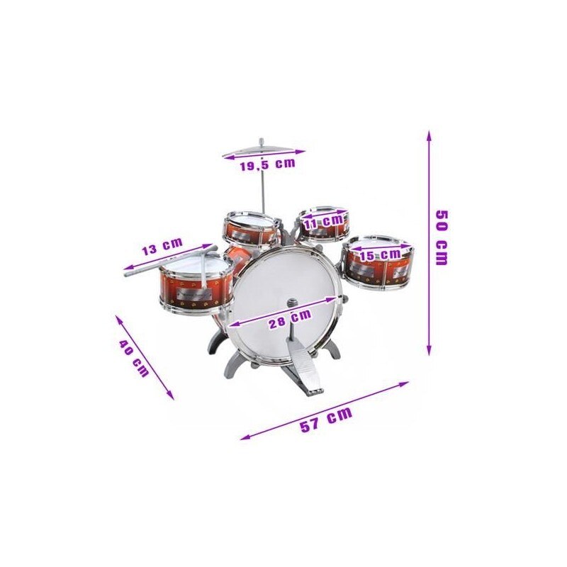 Set Tobe Pentru Copii, 5 Tobe, Disc, Scaunel Si Bete - eMAG.ro
