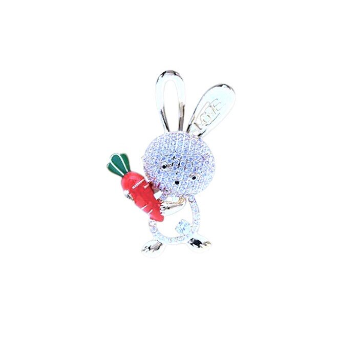 Martisoare brosa RABBIT, cristale, inox placat cu aur de 14K, 25 g ...