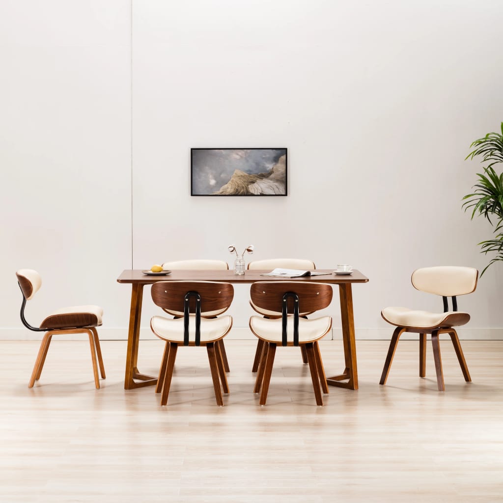 Set 6 Scaune dining, Bucatarie, Modern, crem,51,5x54x78 cm, lemn curbat ...