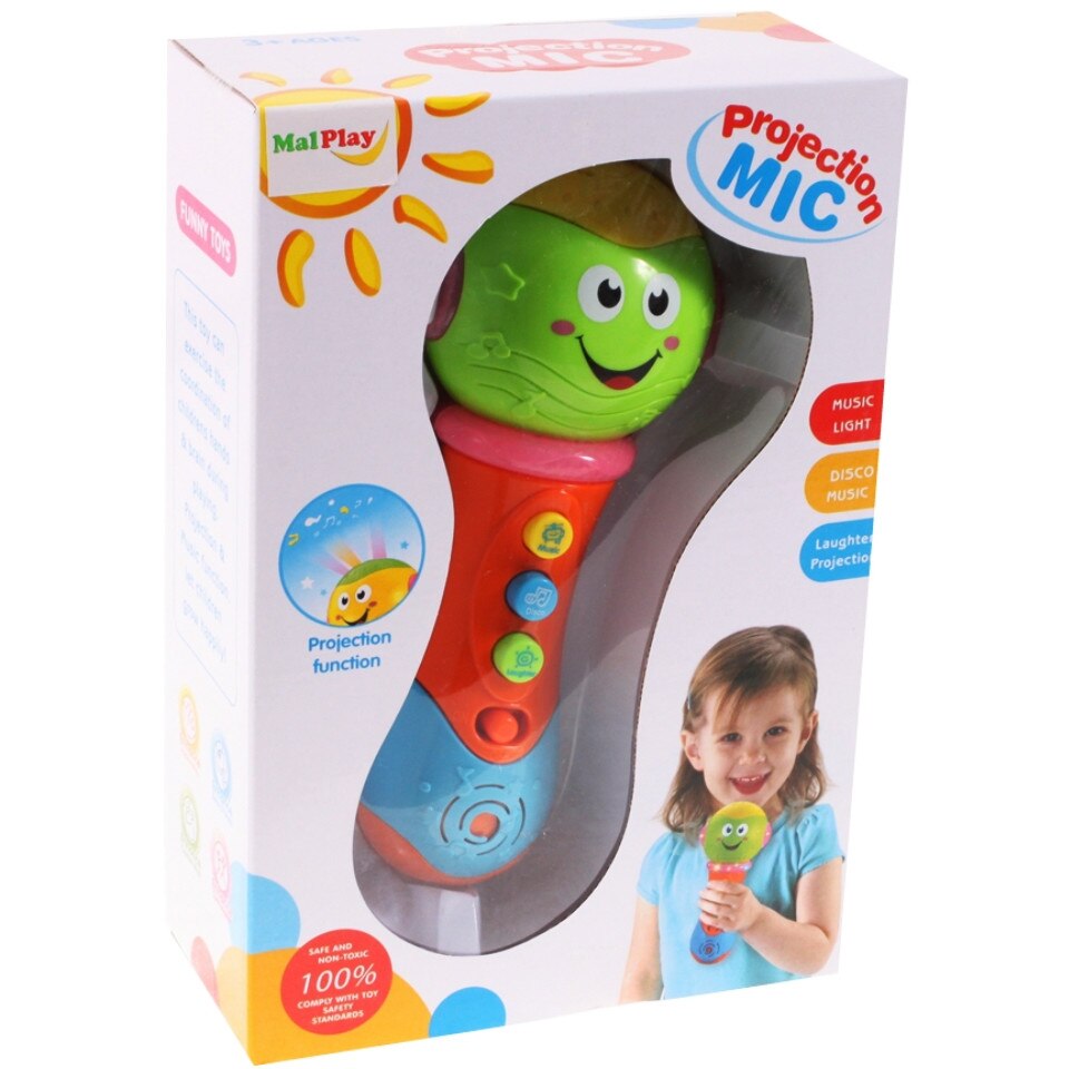 Microfon interactiv cu proiector si sunete 20cm Green - eMAG.ro