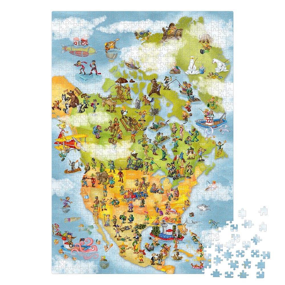 Deico Games, Cartoon map puzzle, 1000 db-os - Észak -Amerika - eMAG.hu