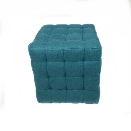 Taburet DENVER Bump, stofa turcoaz, tip cub, 40x40x40 cm - eMAG.ro