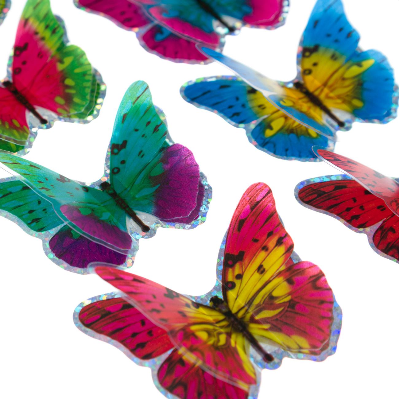 Set 8 stickere 3D in forma de fluturasi colorati, DecorCasa, 12.5 x 19. ...