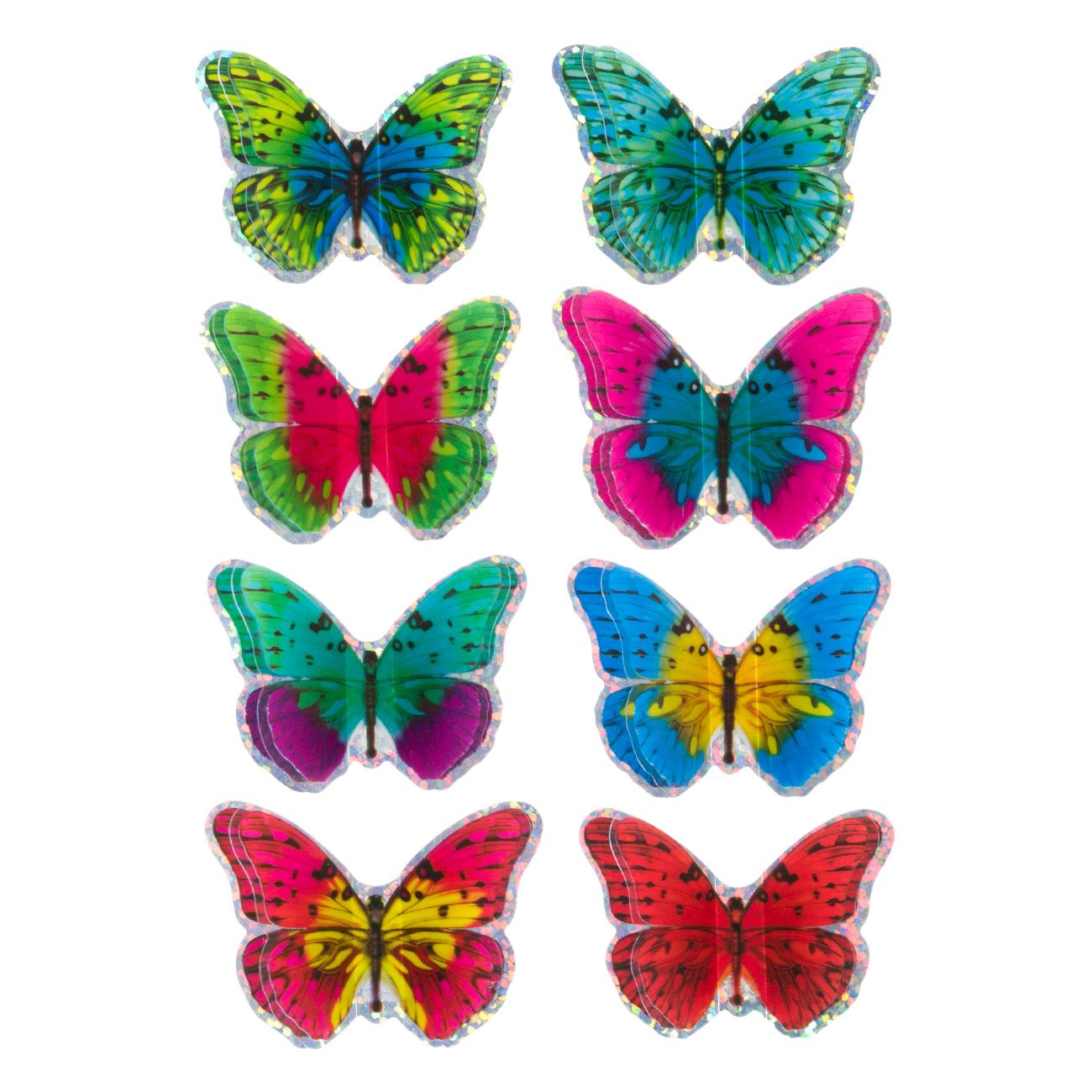 Set 8 stickere 3D in forma de fluturasi colorati, DecorCasa, 12.5 x 19. ...