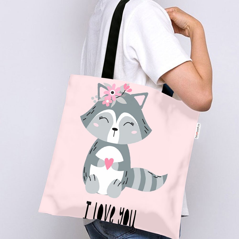 Geanta Tote Bag, Art Kids, Ratonul si Inima Lui Roz, Model Multicolor ...