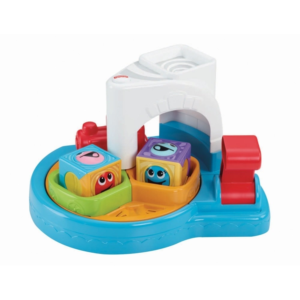 Jucarie interactiva Fisher-Price Trenuletul-orasel rotitor din cuburi ...