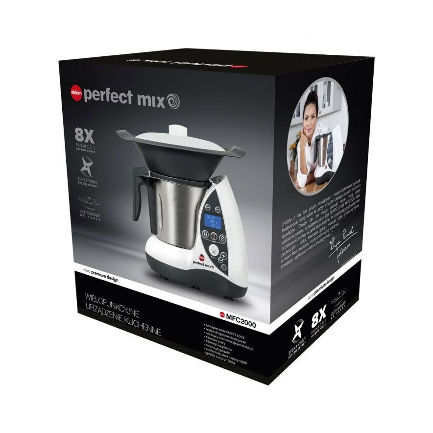 Robot de bucatarie mixt, Eldom, Perfectmix MFC2000, 2 l, 1500 W, Alb/Negru - eMAG.ro