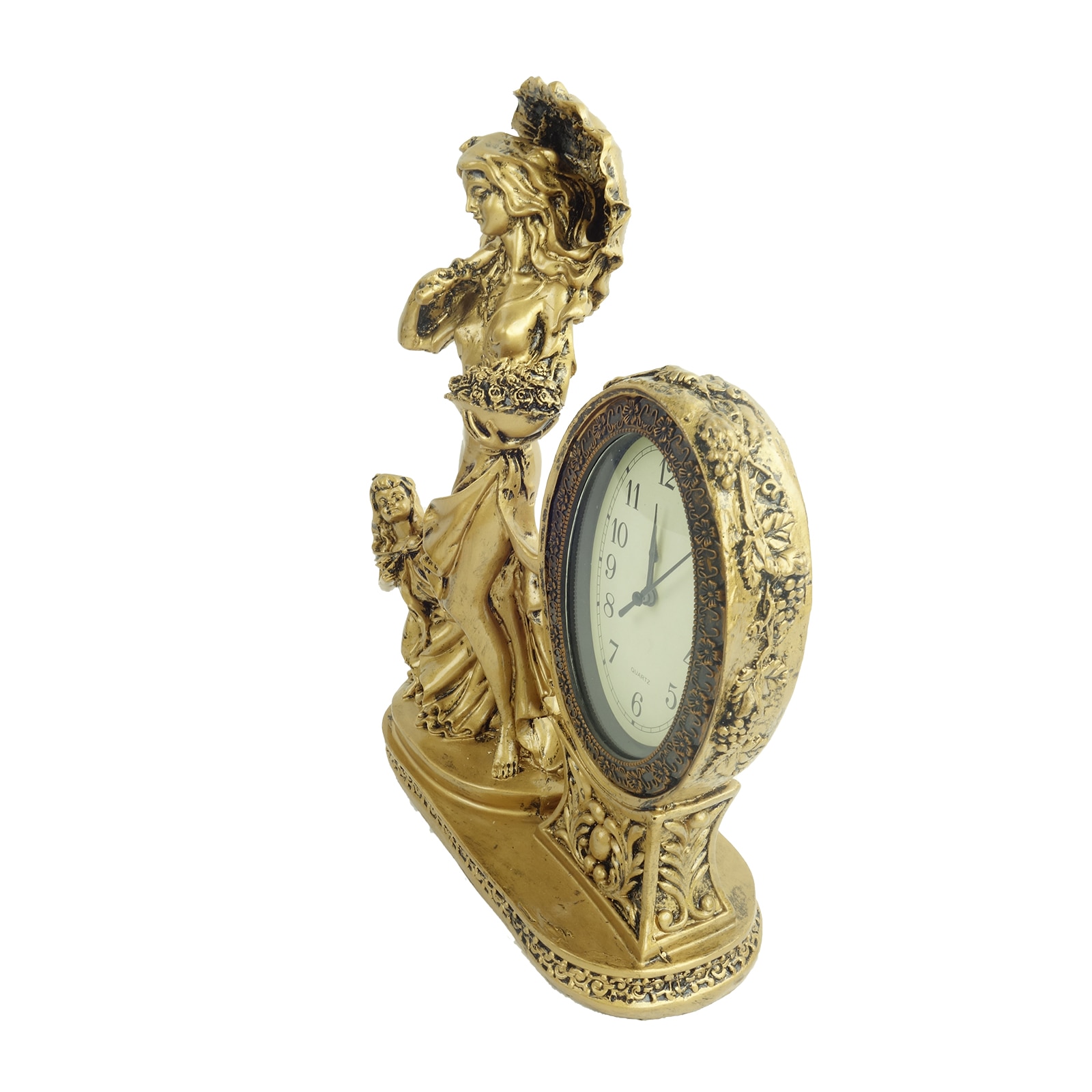 Decoratiune din rasina cu ceas, model femeie, auriu, 40 cm - eMAG.ro