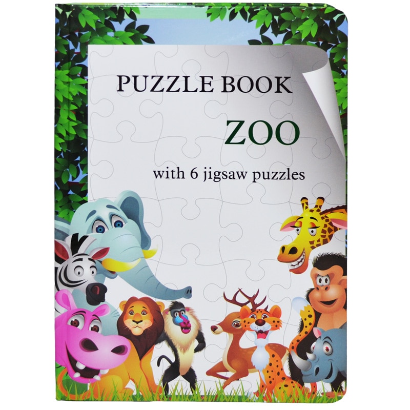 Puzzle educational, tip carte ,cu 6 puzzle ,Animale gradina zoologica ...