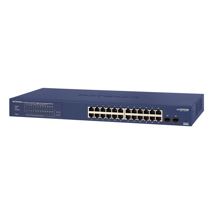 Суич Netgear GS724TP, 24 x 10/100/1000 Gigabit Smart switch, 24 x PoE ...