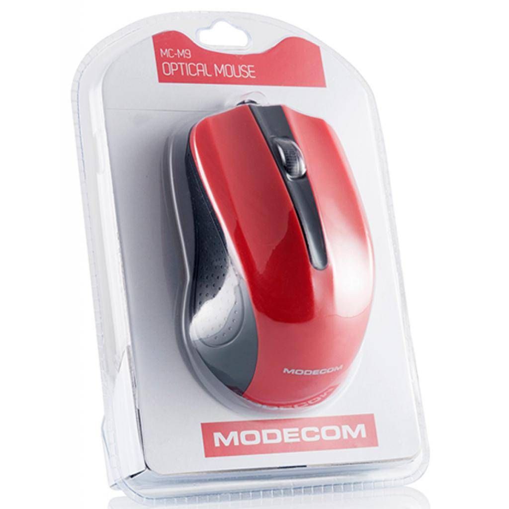 Mouse cu fir Modecom, 3 butoane, Optic, Rosu - eMAG.ro