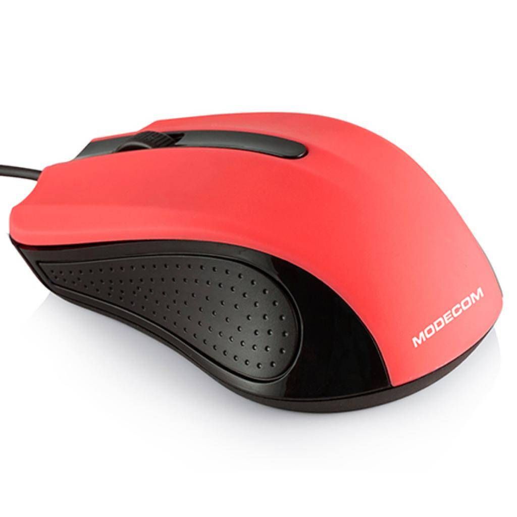 Mouse cu fir Modecom, 3 butoane, Optic, Rosu - eMAG.ro