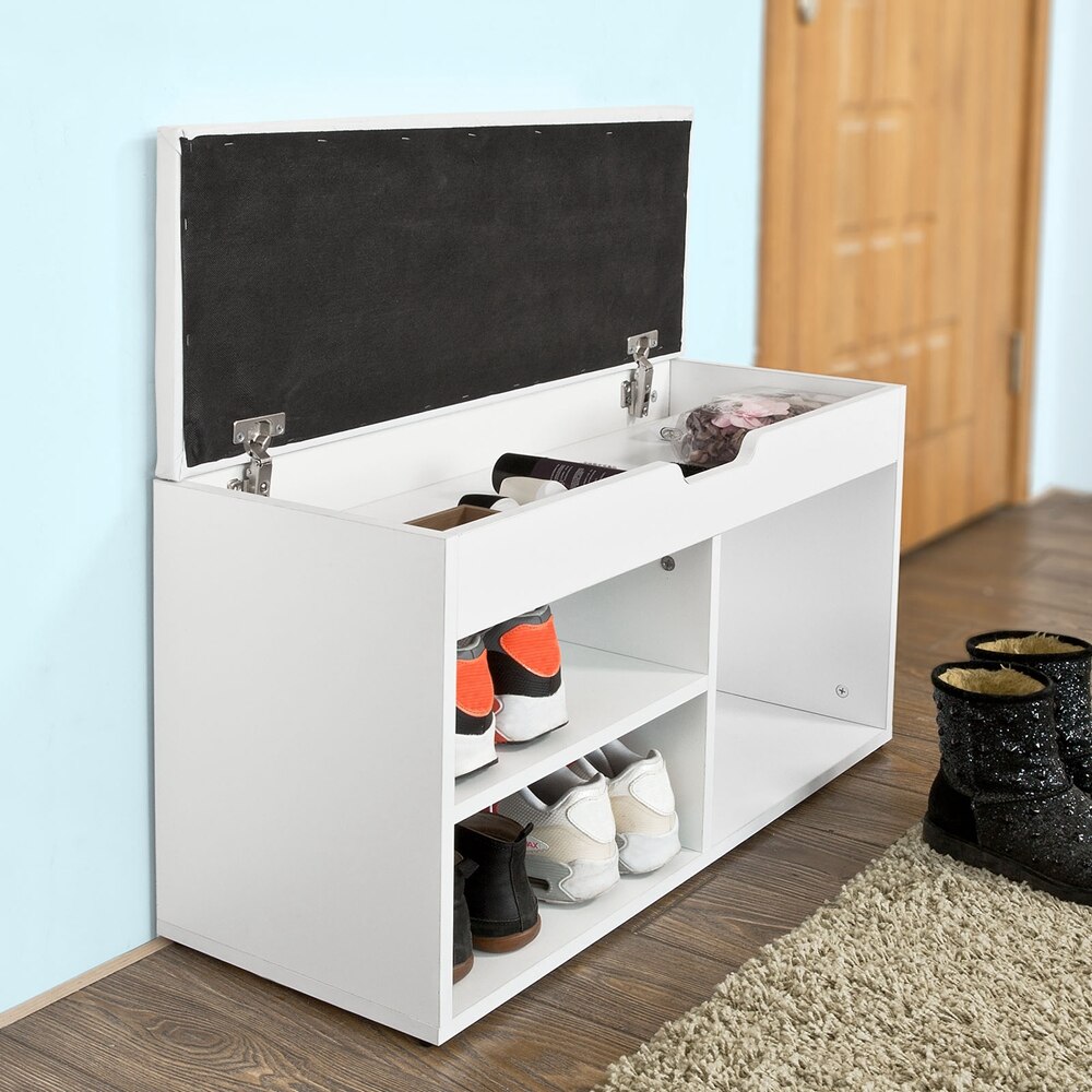 Pantofar cu bancuta SoBuy, FSR27-W, 80 x 30 x 47 cm, Alb - eMAG.ro