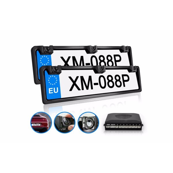 Suport de numar auto 2in1 camera marsarier si senzori parcare acustici ...