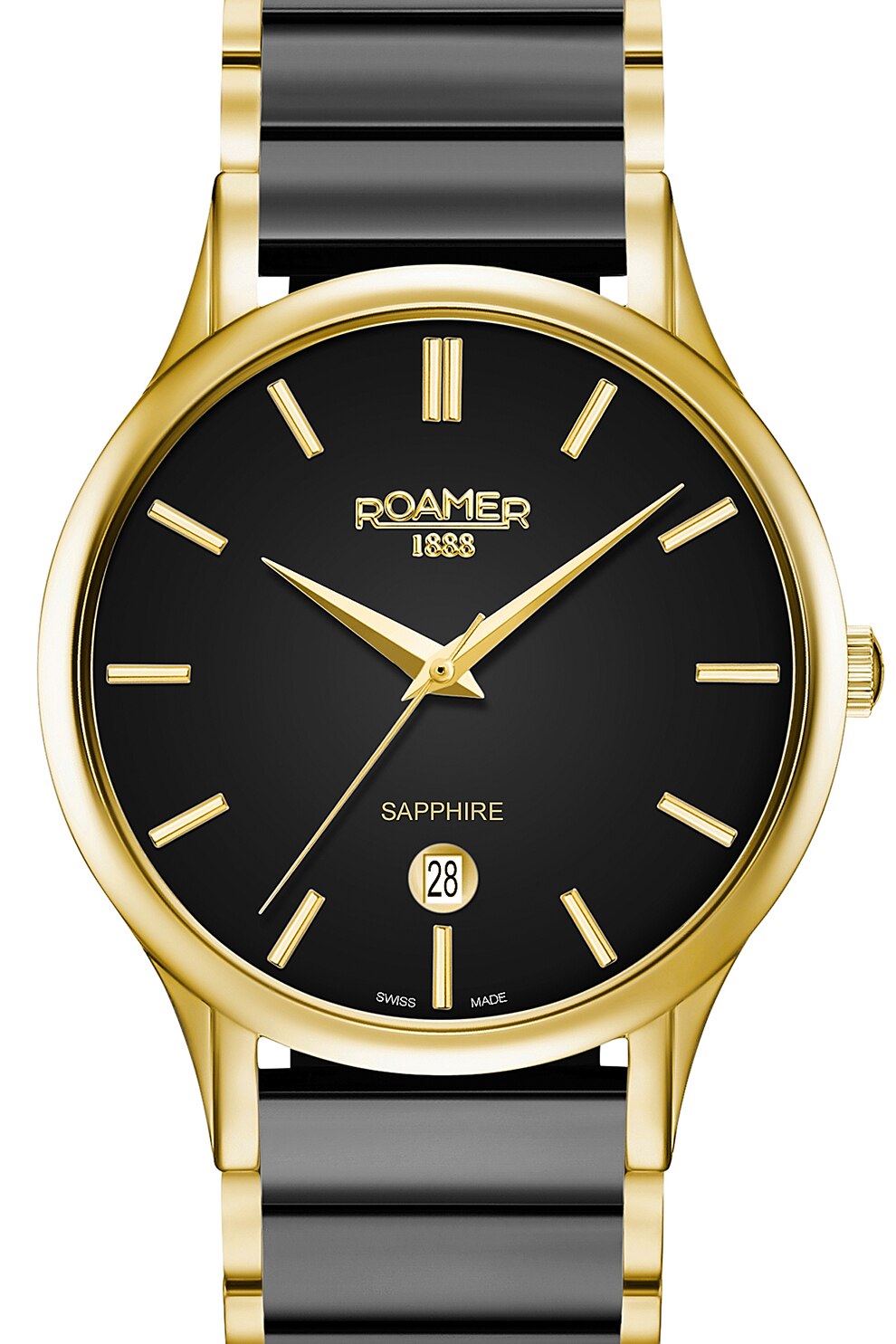 Roamer of Switzerland, Ceas cu bratara metalica, Negru/Auriu - eMAG.ro