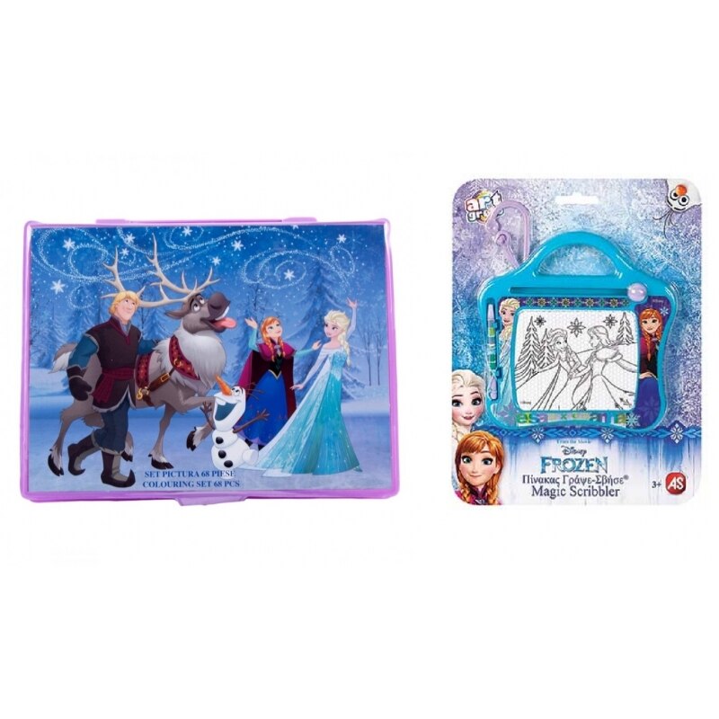 Tabla de scris magnetica si set de colorat 67 de piese - Frozen - eMAG.ro