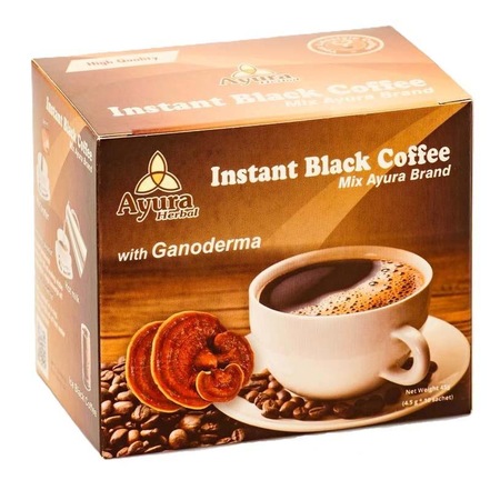 Cafea Neagra Instant cu Ganoderma Coffee Mix 10 plicuri Ayura Herbal ...