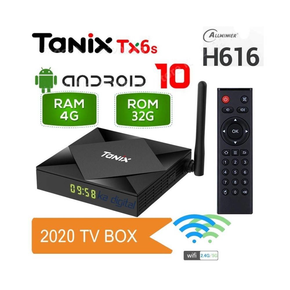 Мултимедия плеър KA Digital® TX6S ALLWINNER H616 Smart TV Box Android 10 6K 4GB Ram, 32GB памет ...