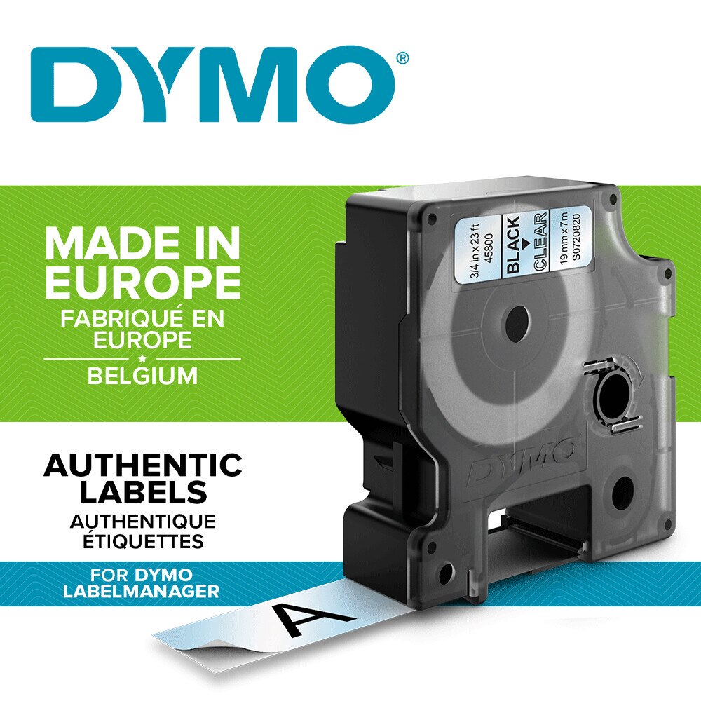 Dymo D1 ORIGINAL лента с етикети, черен с прозрачен, 19mm x 7m S0720820 ...