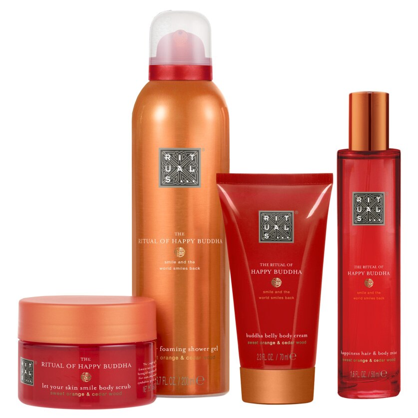 Set Rituals, Happy Buddha, Femei: Spuma de dus, 200 ml + Exfoliant ...