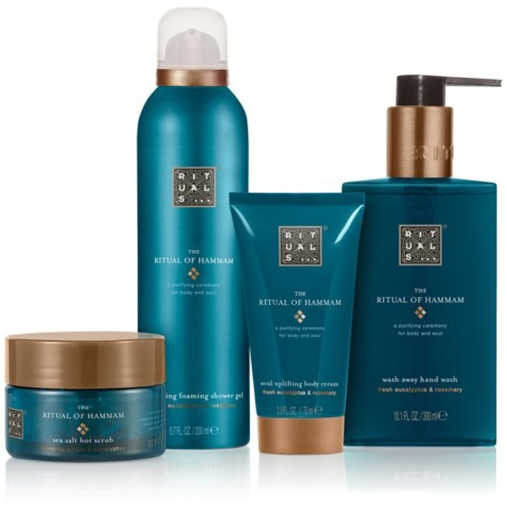 Set cadou Rituals The Ritual of Hammam: Spuma de dus, 200 ml + Scrub de ...
