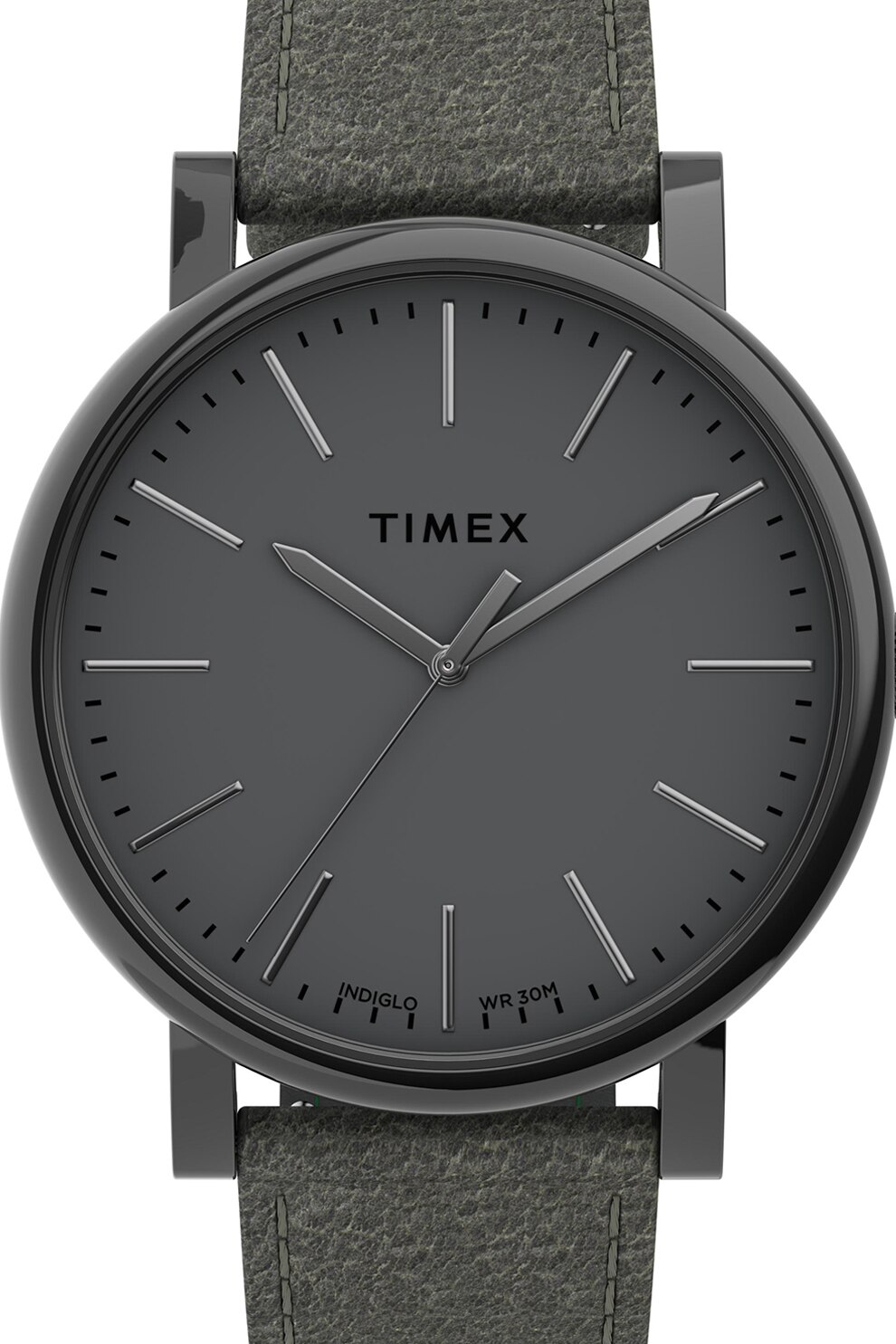 Timex, Часовник с кожена каишка, Тъмносив - eMAG.bg