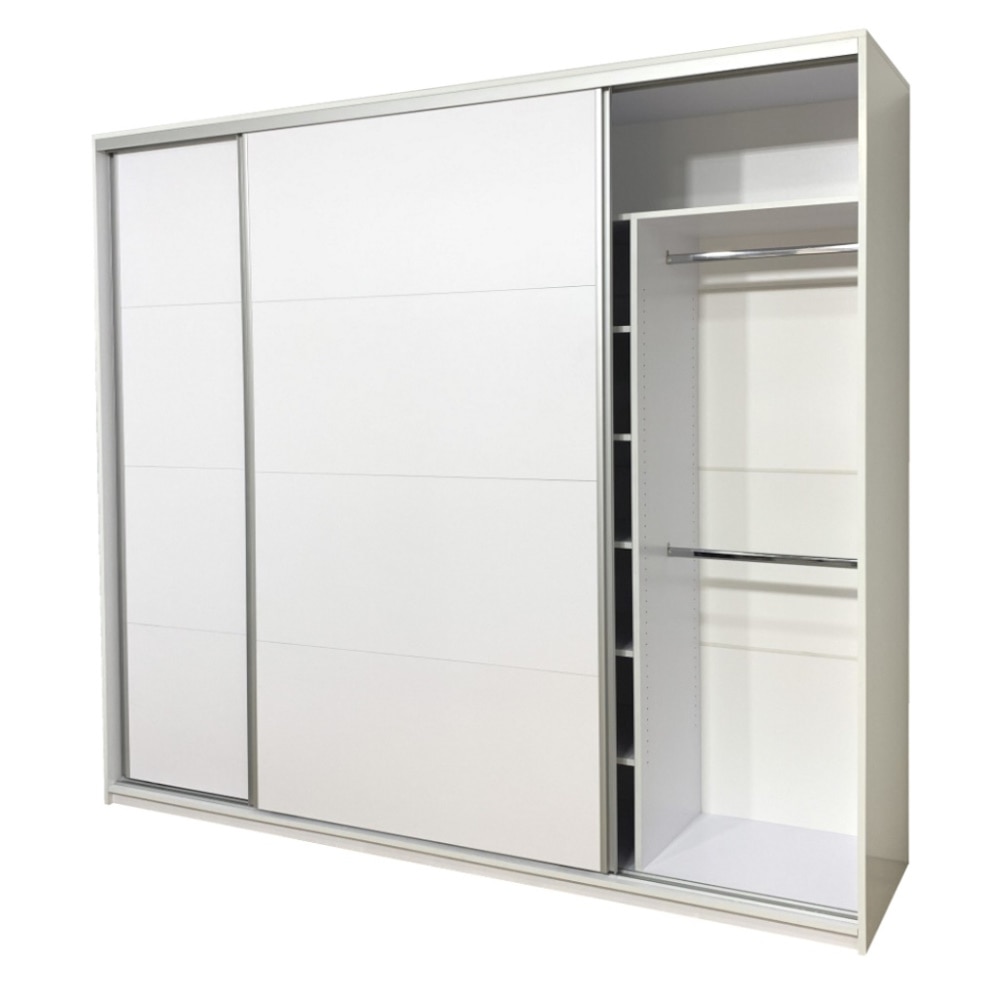 Dressing cu usi glisante 4f, Alb, H 240 x L 220 x A 60 cm, PAL 18 mm ...