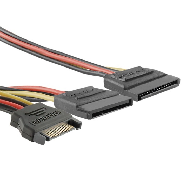 Cablu splitter SATA3 Qoltec, Male/2x female, 0.5 m, Multicolor - eMAG.ro