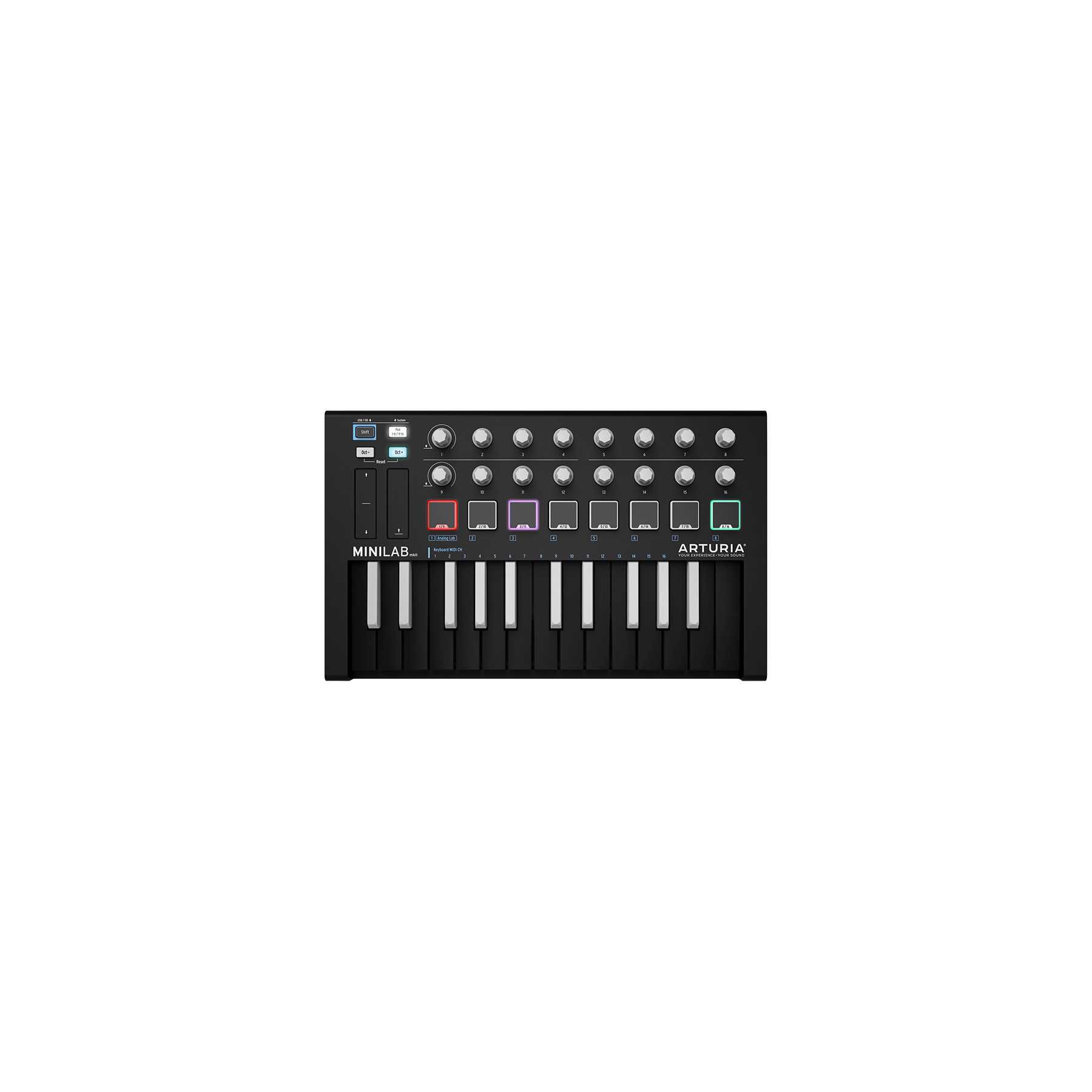 Arturia MiniLab Mk2 Black MIDI billentyűzet, 25 billentyű, 8 pad - eMAG.hu