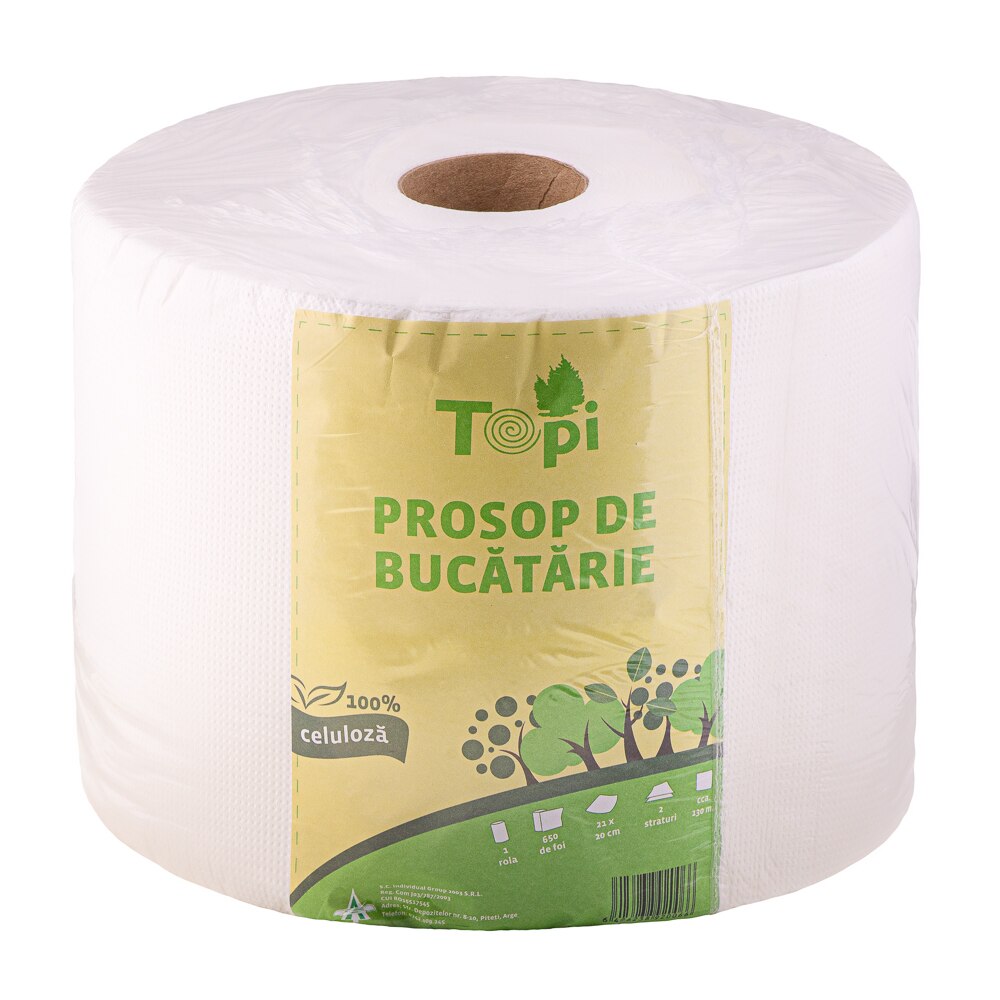 Prosop hartie rola, Topi, 100% celuloza, 2 straturi, 130 m - eMAG.ro