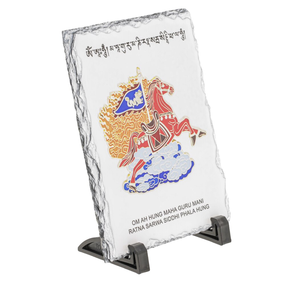 Placa Feng Shui amuleta cu cal de vant rosu Lung Ta pentru succes ...