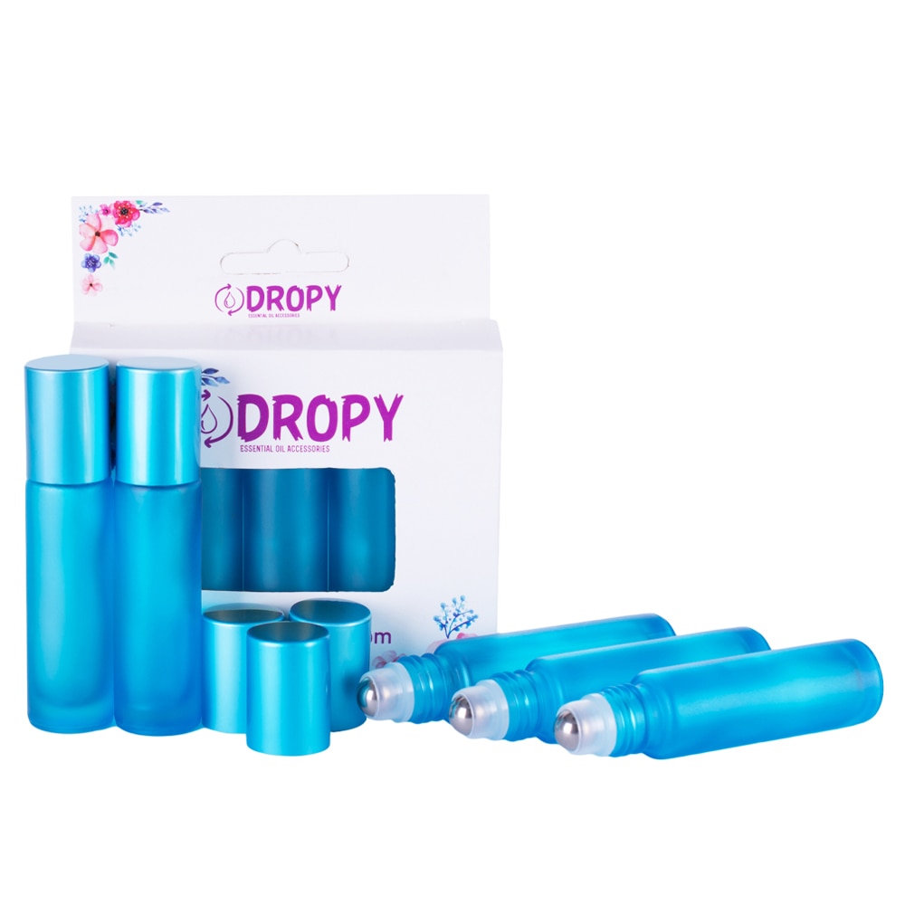 Комплект от 5 ролкови стъклени козметични контейнера 10 ml DROPY®, за ...