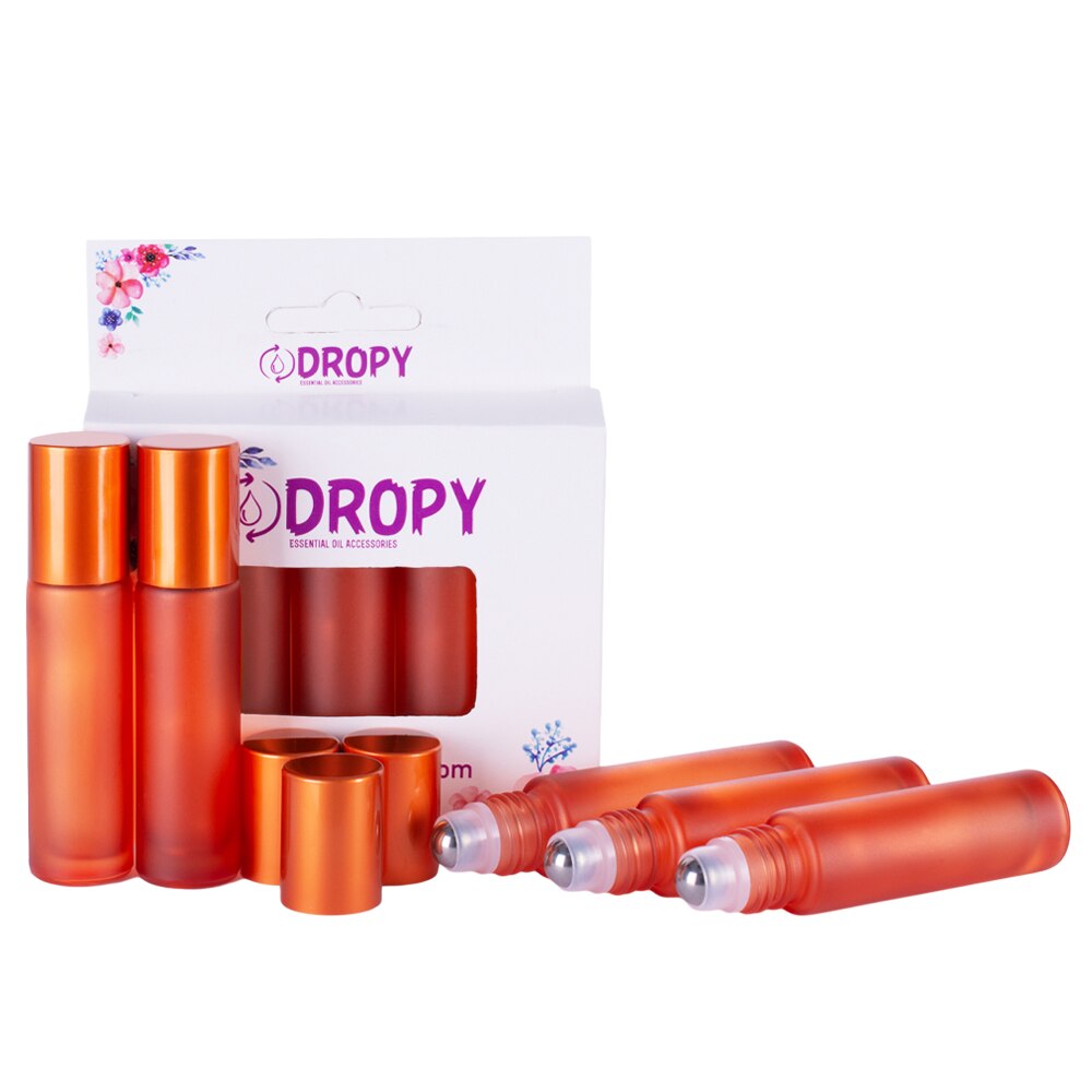 Комплект от 5 ролкови стъклени козметични контейнера 10 ml DROPY®, за ...