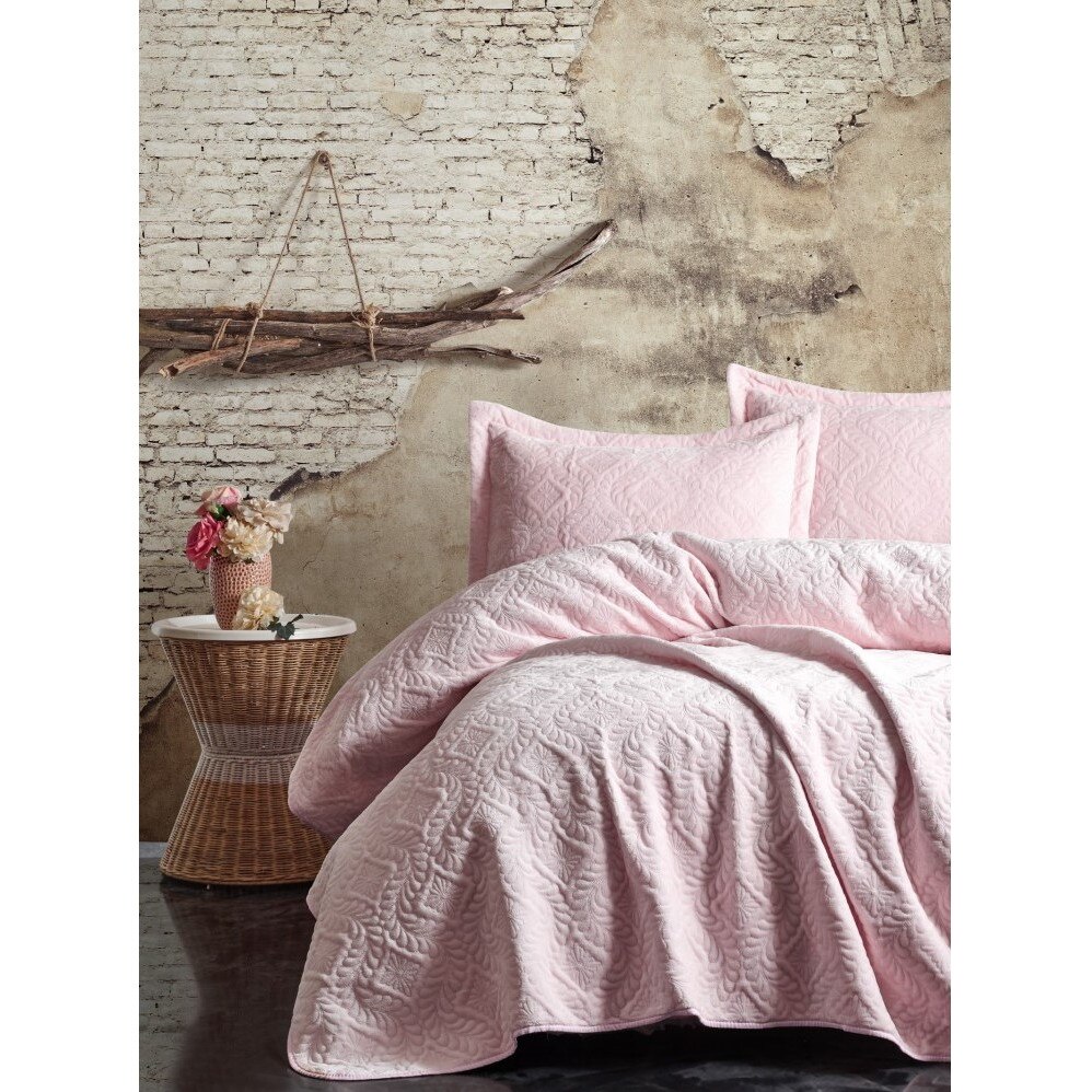 Cuvertura dubla pentru pat 240 x 260cm si 2 huse perna 50 x 70 cm ...