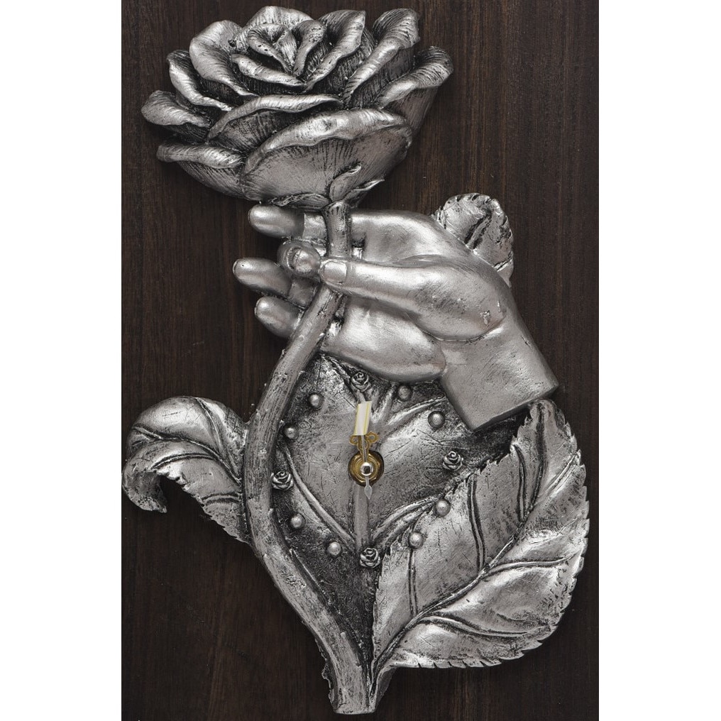 Ceas TRANDAFIR, 3D, realizat din rasina si lemn, 53 cm - eMAG.ro